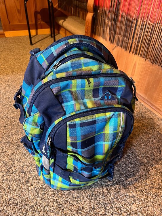 Satch Jungen Schulrucksack blau/grün kariert, ergonomisch (Gebraucht ...