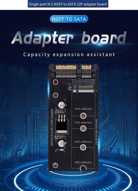 M.2 SATA Adapter 22-Pin(7+15) SATA III NGFF M.2 SATA-Based (Neu (gemäss Beschreibung)) in ...