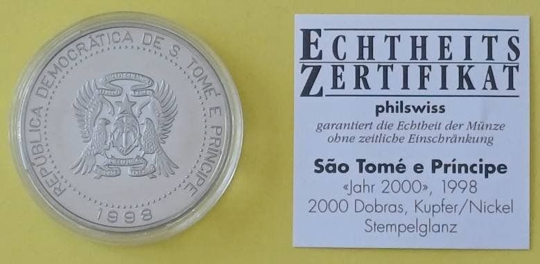 2000 Dobra Münze 1998 - São Tomé und Príncipe - Millennium (Neu und ...