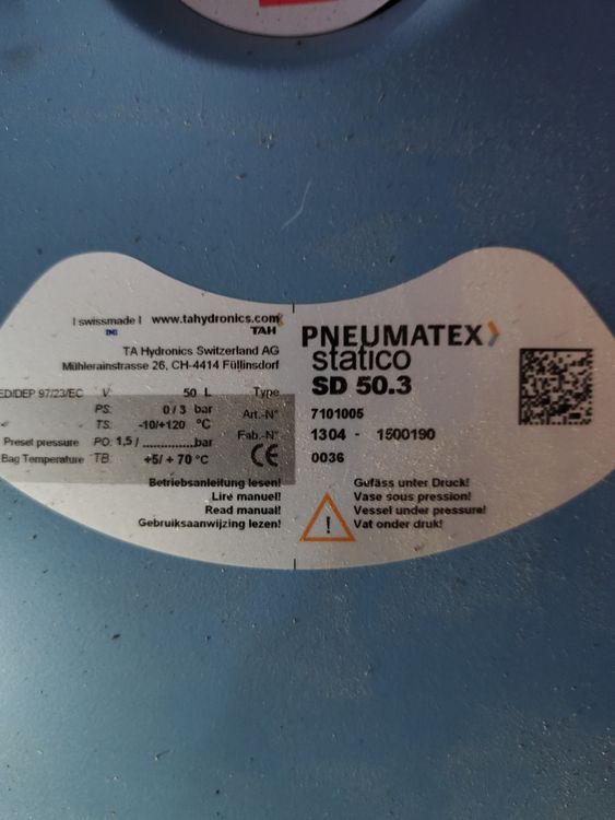 Pneumatex Statiko SD 50.3, 50 Liter (Gebraucht) in Leuzigen für CHF 50 ...