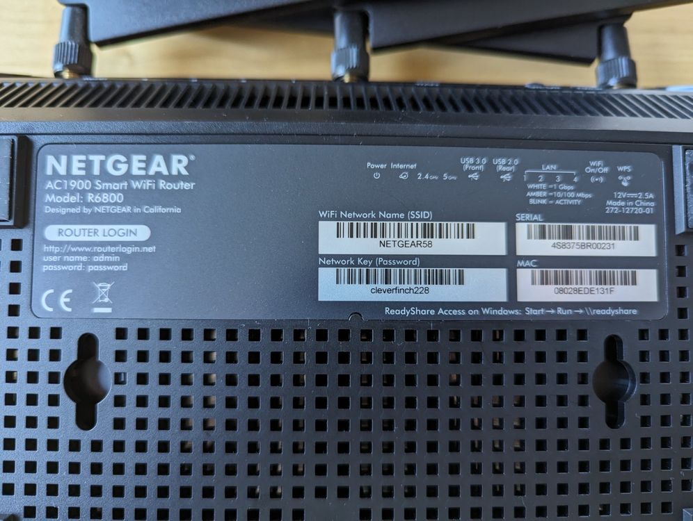 Netgear AC1900 WIFI-5 (ac) Router (R6800) (Gebraucht) in Thalwil für CHF 16 – mit Lieferung auf ...