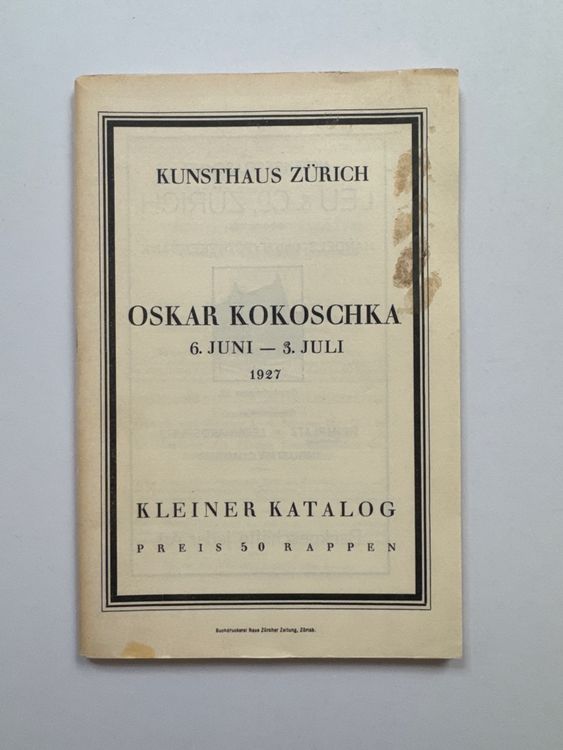 Catalogue Kunsthaus Zurich Oskar Kokoschka 1927 (Gebraucht) in Choulex für CHF 35 – mit ...