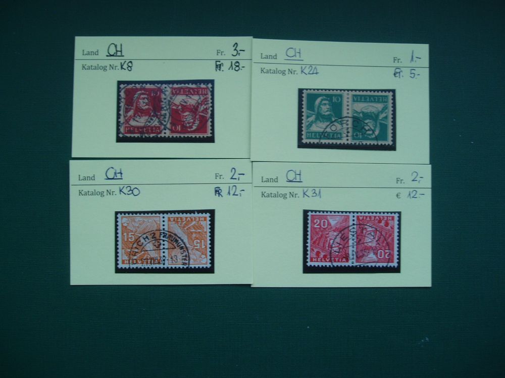 CH Kehrdrucke Nr. 8,24,30,31 SBK 47.00 (Gebraucht) in Rudolfstetten für CHF 3 – mit Lieferung ...