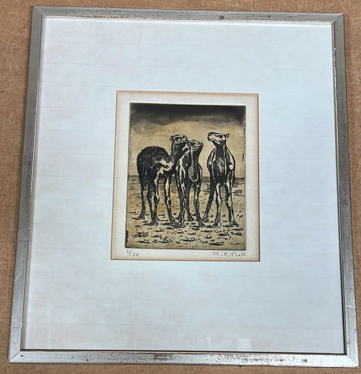 Radierung, 3 Kamele, handsigniert Arthur Moll (ID 7099) (Gebraucht) in ...