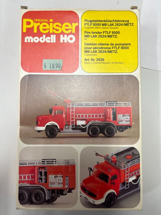 Original Preiser modell HO, Flugplatztanklöschfahrzeug (Gebraucht) in ...