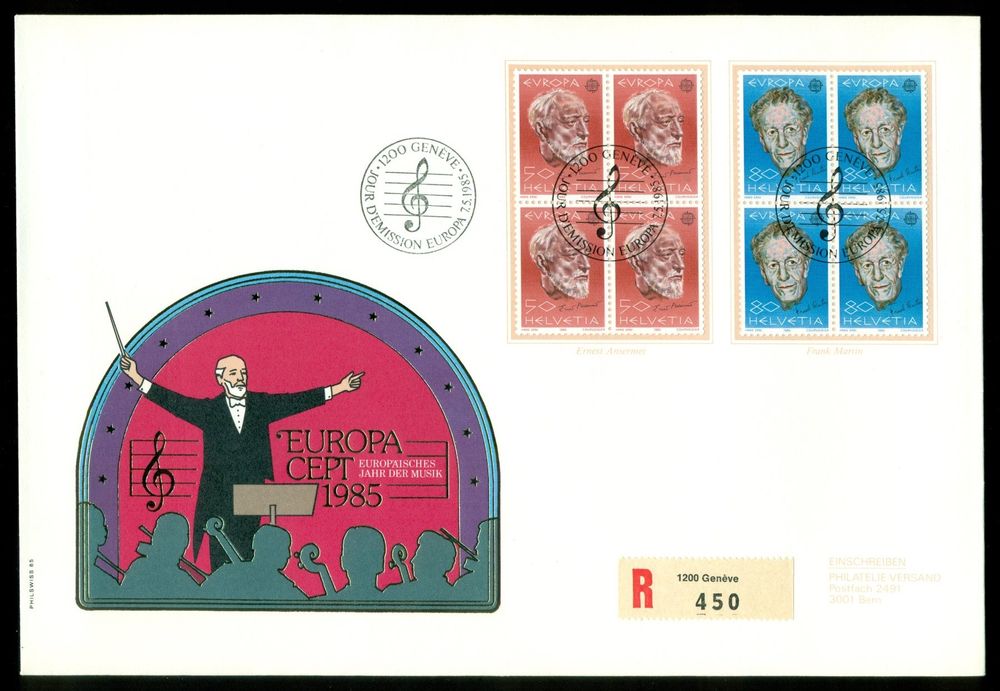 Grossbrief. Europamarken 1985, (2) ETS, R-Brief 450 (Gebraucht) in Koblenz für CHF 1 – mit ...