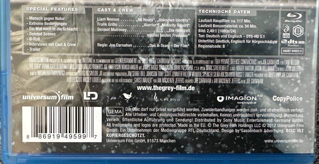 The Grey - Unter Wölfen Blu-ray Disc Top Zustand (Gebraucht) in Beringen für CHF 2 – mit ...