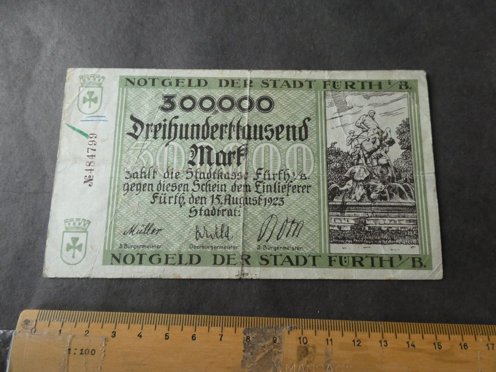 Dt. Reich 1923, Fürth - 300'000 Mark (Gebraucht) in für CHF 1 – mit ...