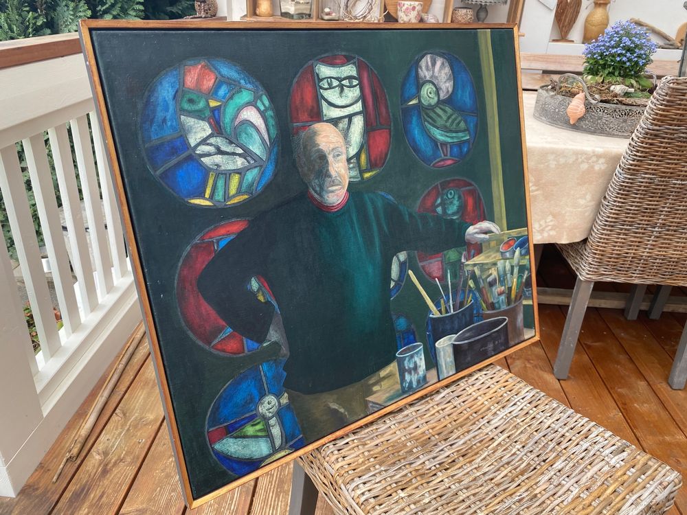 Tolles Potrait-Ölbild Gian Casty im Atelier, Andres Barth 75 | Kaufen ...