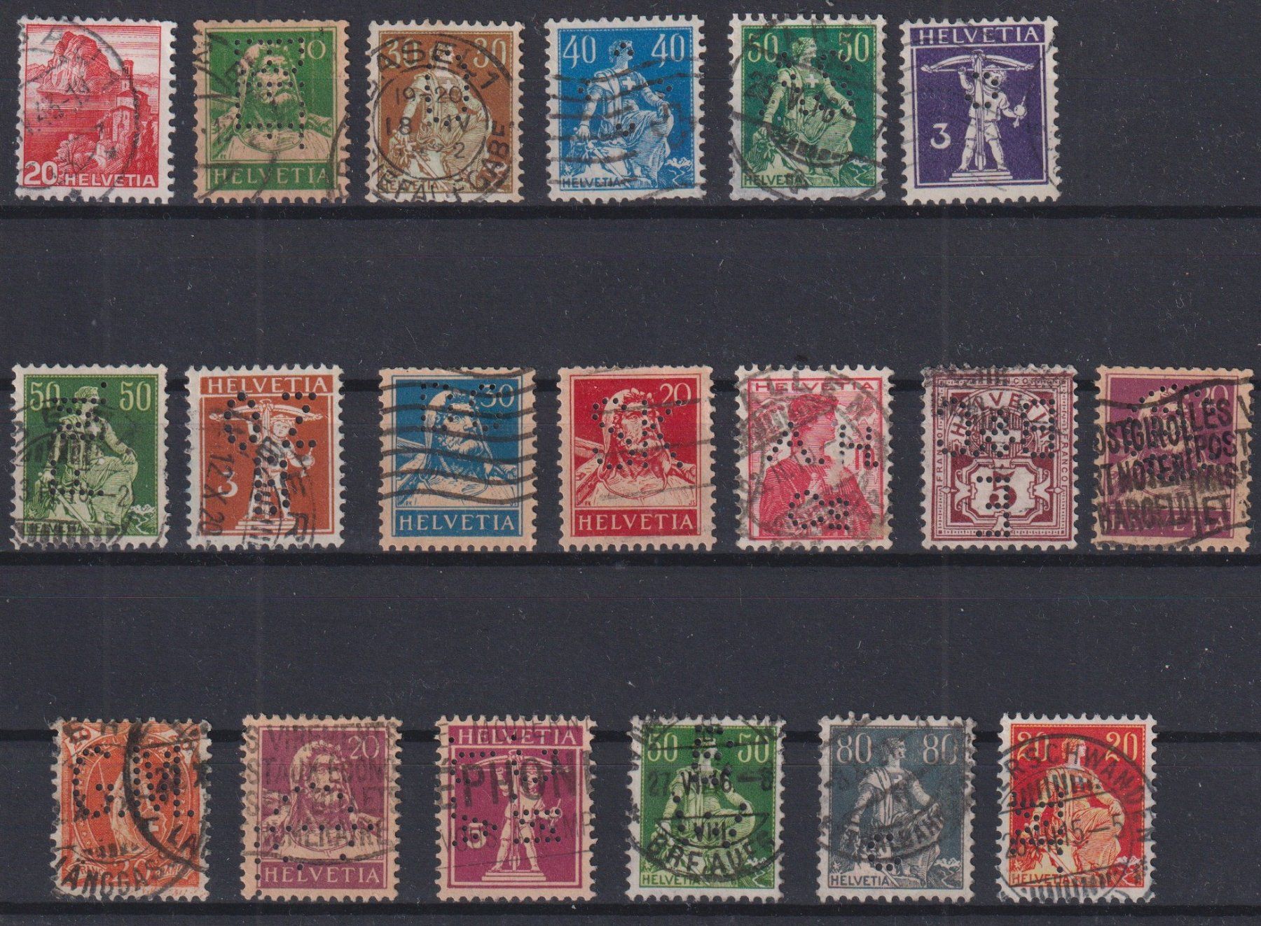 362) Lot Freimarken mit Perfins, sehe Scan (Gebraucht) in Claro für CHF 8.5 – mit Lieferung auf ...