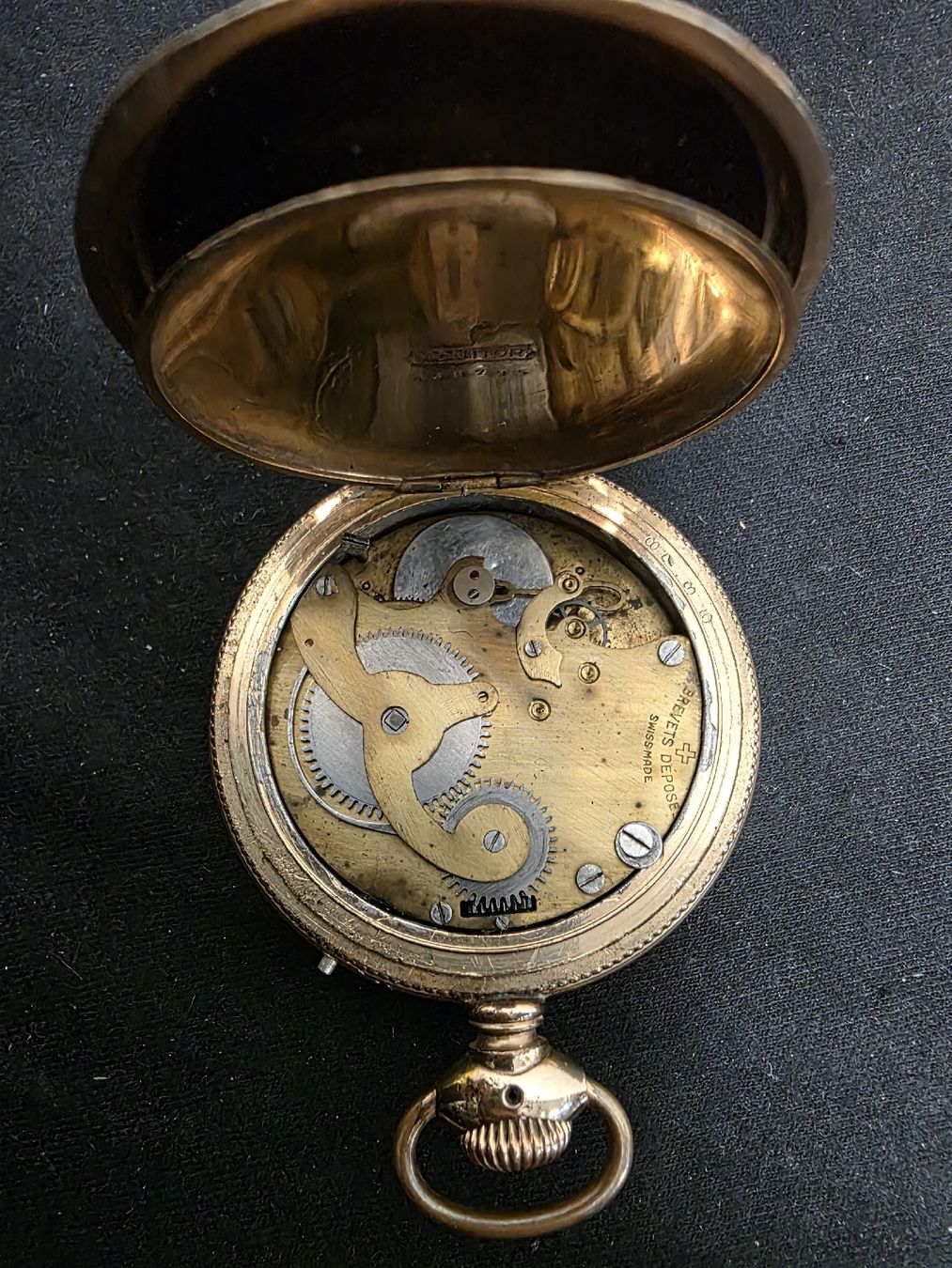 Alte Taschenuhr "Rosskoof Messing - Vergoldet glas fehlt (Gebraucht) in ...