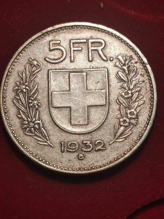 Silbermünz 5fr "B" / Moneta Argento Svizzera 5 FR. 1932 B (Gebraucht) in Minusio für CHF 12 ...