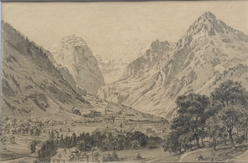 J. Weber Antike Landschaft Zeichnung | Kaufen auf Ricardo