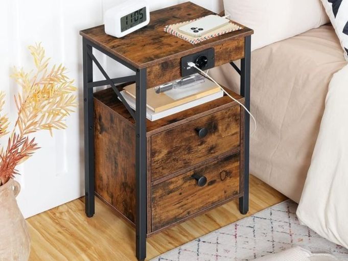 Nachttisch Ladestation 2 Klappschubladen USB Steckdose LIRIO (Neu und originalverpackt) in ...