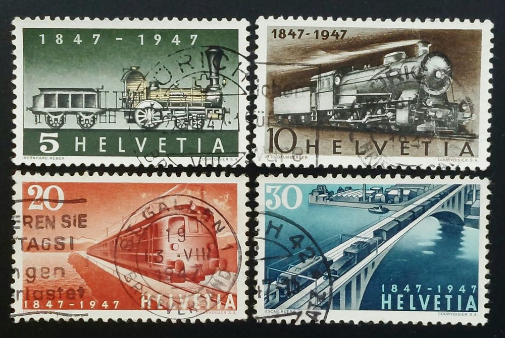 1947 100 J.Schweizer Eisenbahn 277-280 mit 278b ʘ gestempelt (Gebraucht) in Seltisberg für CHF 3 ...
