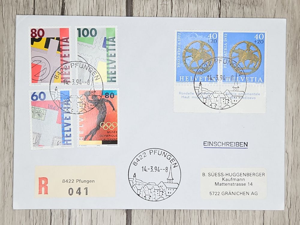 CL11 Enveloppe + Timbre Suisse 1994 (Gebraucht) in Cousset für CHF 0.85 – mit Lieferung auf ...
