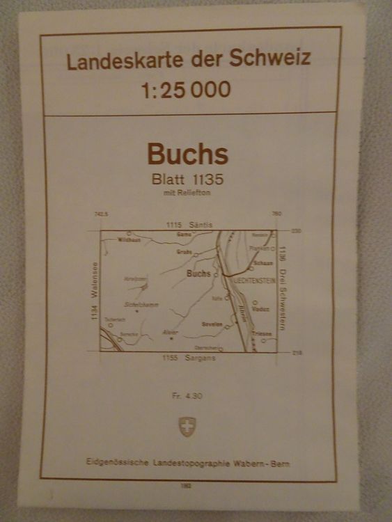 Buchs Landkarte der Schweiz (Gebraucht) in nunningen für CHF 2 – mit ...