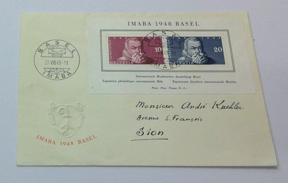 Imaba Block 1948 auf illustriertem Brief mit 2 IMABA Stpl. (Gebraucht) in Sirnach für CHF 6 ...