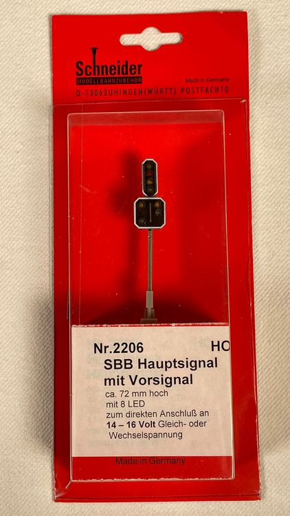 Schneider 2206 - SBB Hauptsignal mit Vorsignal, 8 LEDs - NEU (Neu und ...