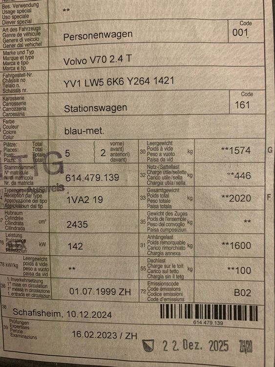 Volvo V70 Frisch ab Service, Frisch ab MFK 22.12.2025 (Gebraucht) in ...