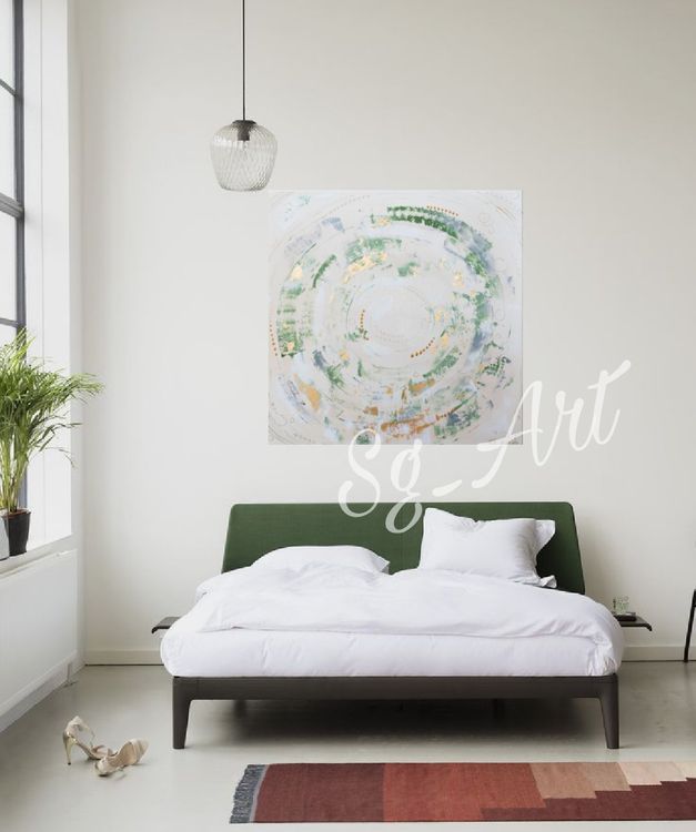 Acrylbild abstrakt Kreis Circle grün beige Gold Unikat (Neu und originalverpackt) in Rheinau für ...