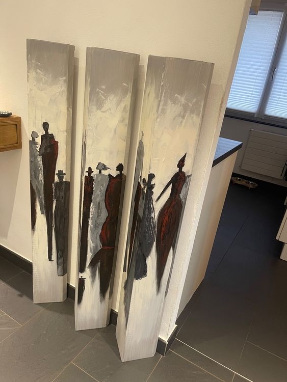 3er Set Acryl Gemälde auf Leinwand Unikat modern Figuren ... (Gebraucht) in Rüti ZH für CHF 35 ...