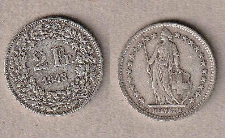 2 Franken 1943 (Gebraucht) in Allschwil für CHF 11 – mit Lieferung auf Ricardo kaufen