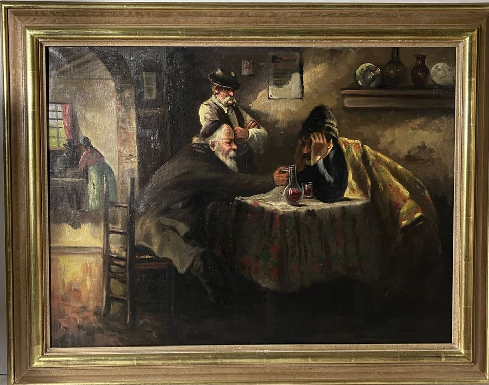 Gemälde mit drei Personen am Tisch (Gebraucht) in Root für CHF 175 – mit Lieferung auf Ricardo ...