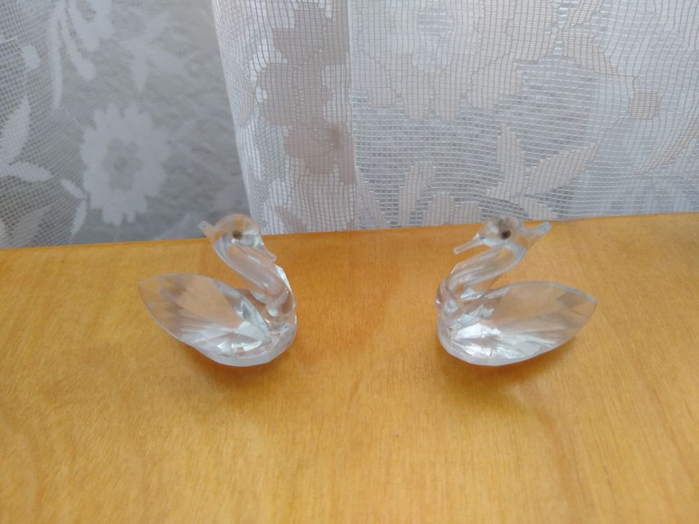 2 Small Crystal Glass Swans Figurines Ornament | Kaufen auf Ricardo