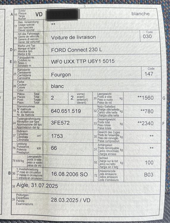 Ford Transit Connect T230 Expertisé (Gebraucht) in La Tour-de-Peilz für ...