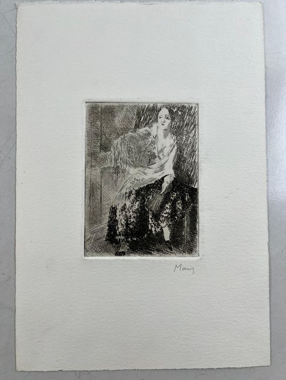 Curt Manz (Zürich 1900 – 1989 Paris) Radierung Handsigniert (Gebraucht ...