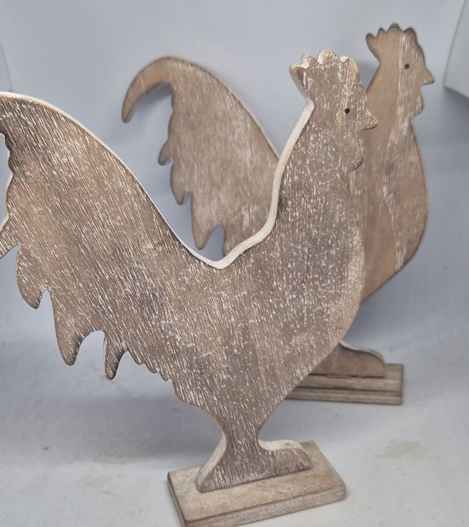 Deko-Hühner aus Holz im Landhausstil 23 cm Poules décorative (Gebraucht ...