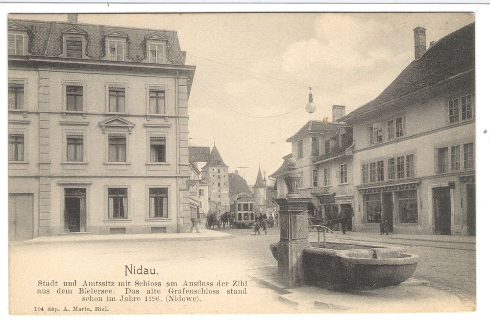 Ansichtskarte Nidau (Ortsdetail-Aufnahme mit Strassenbahn) (Gebraucht ...