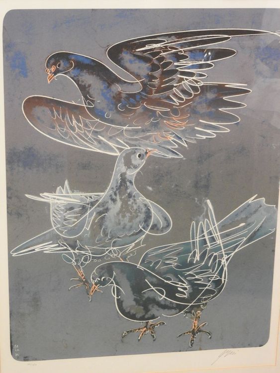 Hans Erni - Original-Lithographie:Tauben | Kaufen auf Ricardo