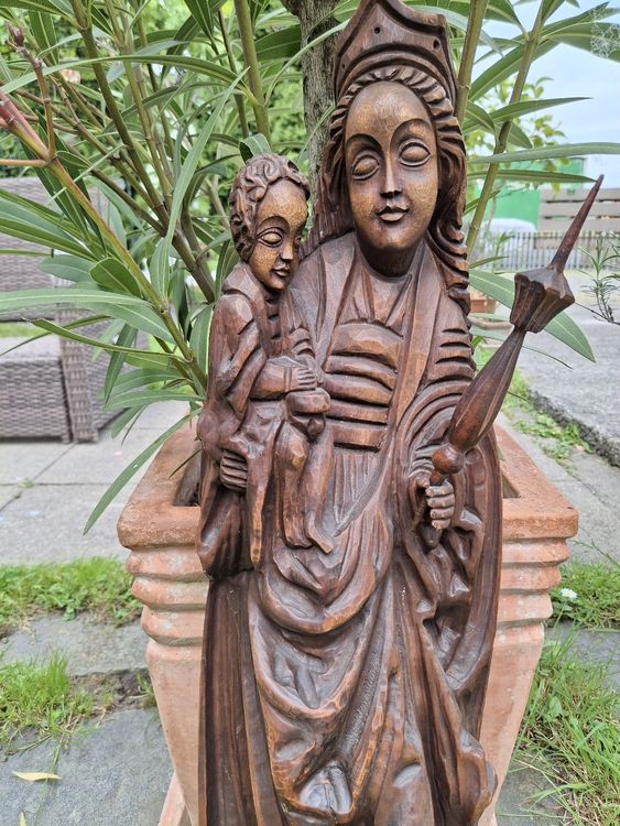 Holzskulptur Heilige Maria mit Jesuskind, ca. 70cm hoch | Kaufen auf ...