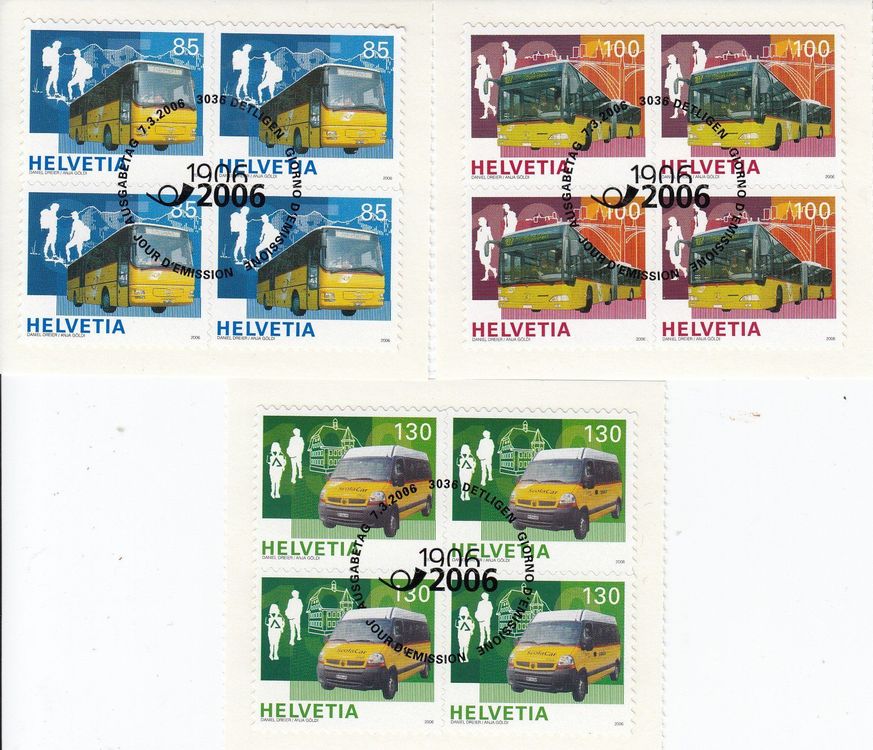 1192-1194B Viererblöcke m. FD-Stempel Detligen, Kat. Fr. 72 (Gebraucht ...