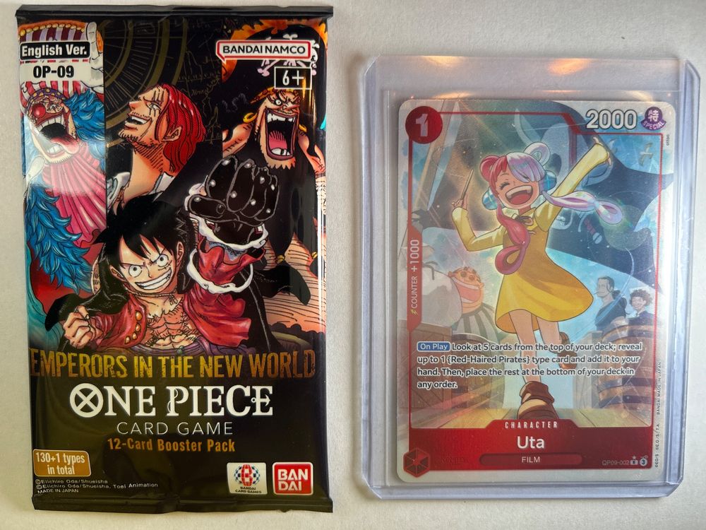 One Piece OP09/002 Uta Alt Art + 1Boosterpack (Neu (gemäss Beschreibung ...