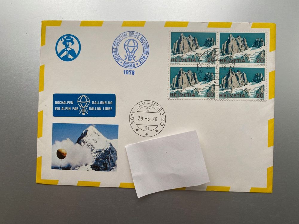 Sonderbrief Ballonflug Hochalpen 1978 Poststempel Lavertezzo (Gebraucht ...