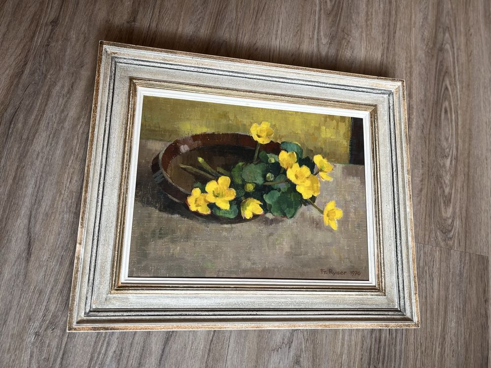 Ölgemälde Dotterblumen inklusive Rahmen, Fritz Ryser (1976) (Neu ...