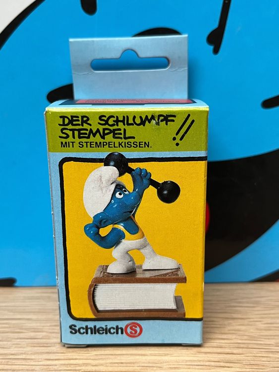 Schlumpf-Stempel in OVP: Schlumpf mit Hantel (Neu und originalverpackt ...