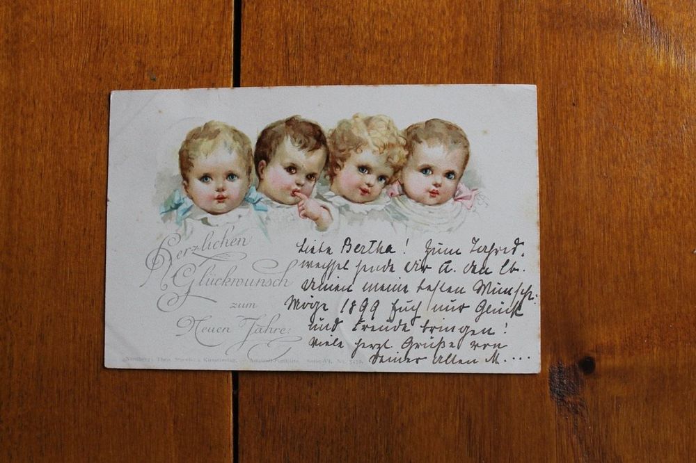 Neujahrs-AK 4 Kinderköpfe, gel. Chur n Mühlehorn (Gebraucht) in ...