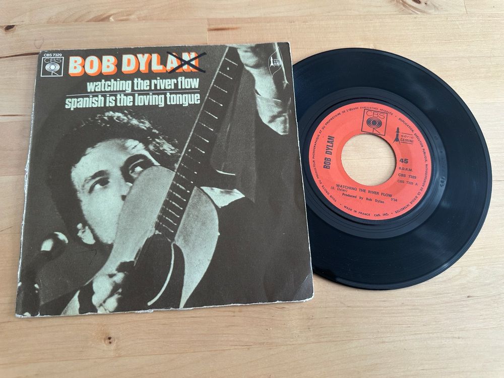 BOB DYLAN tolle Watching the river flow Single Frankreich (Gebraucht ...