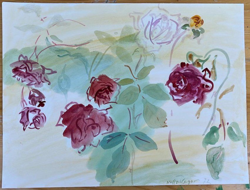 Aquarell Rosen, signiert Hans Wullschleger (ID b3799) (Gebraucht) in Gelterfingen für CHF 1 ...