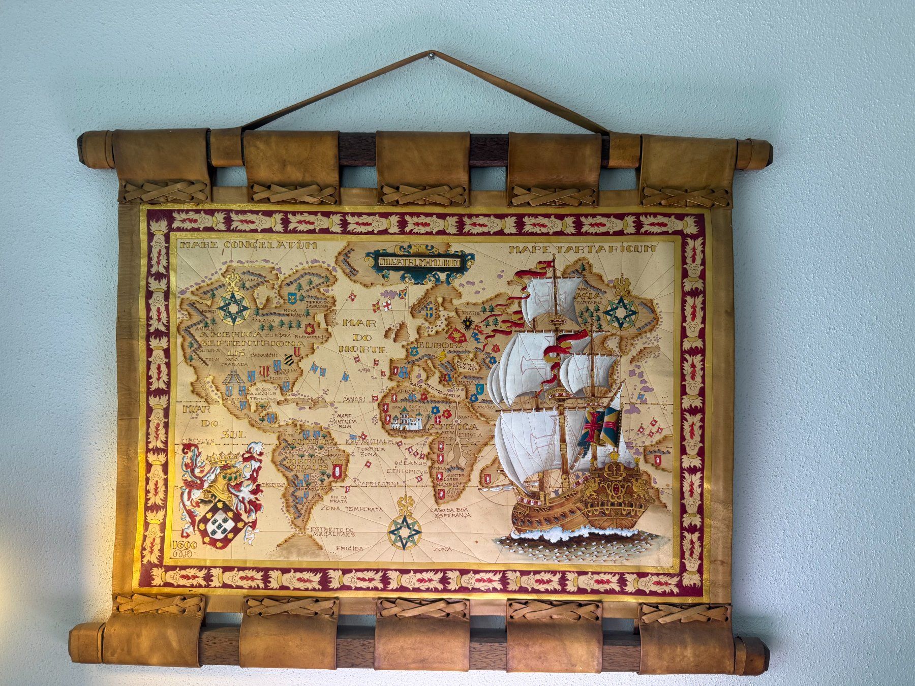 Map of the Portuguese in 1600 replica painted on leather (Gebraucht) in ...