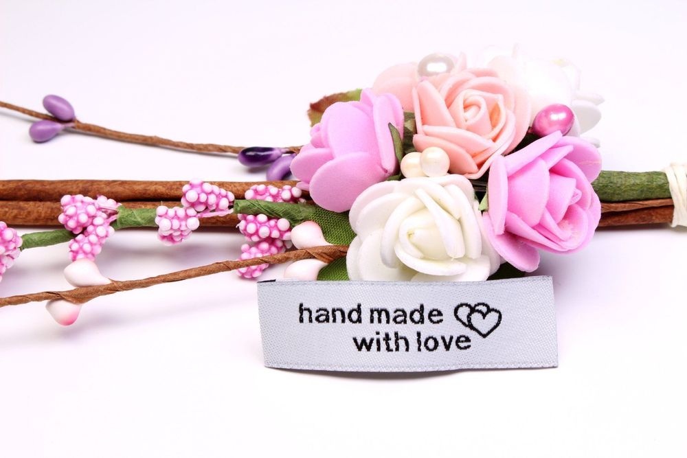 Label "Hand made with love" weiss (1 Stück) (Neu und originalverpackt ...
