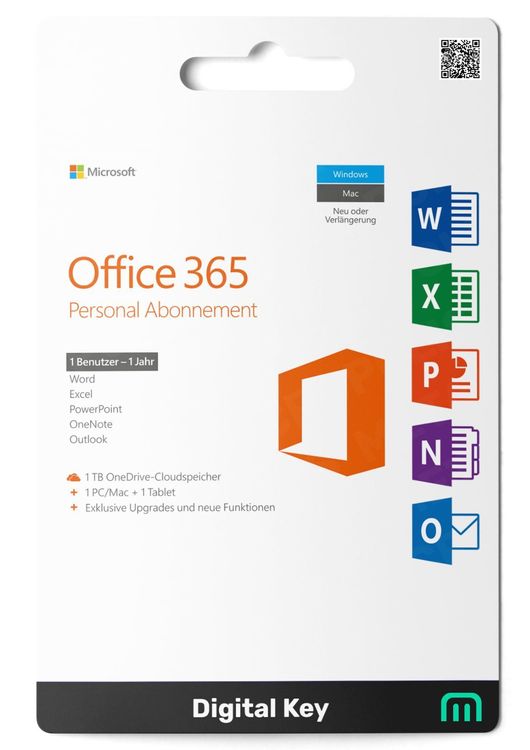 Microsoft Office 365 Personal | 1 User | 5 PC | + 1TB | 1J (Neu (gemäss ...