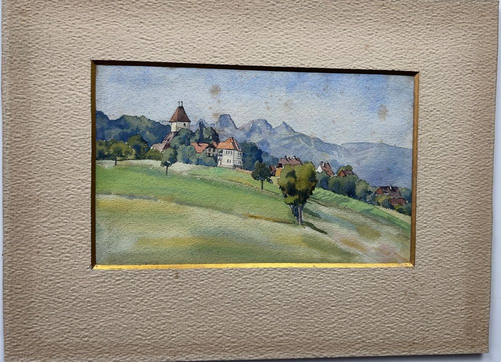 1900er Dorflandschaft Aquarell unleserlich signiert. | Kaufen auf Ricardo