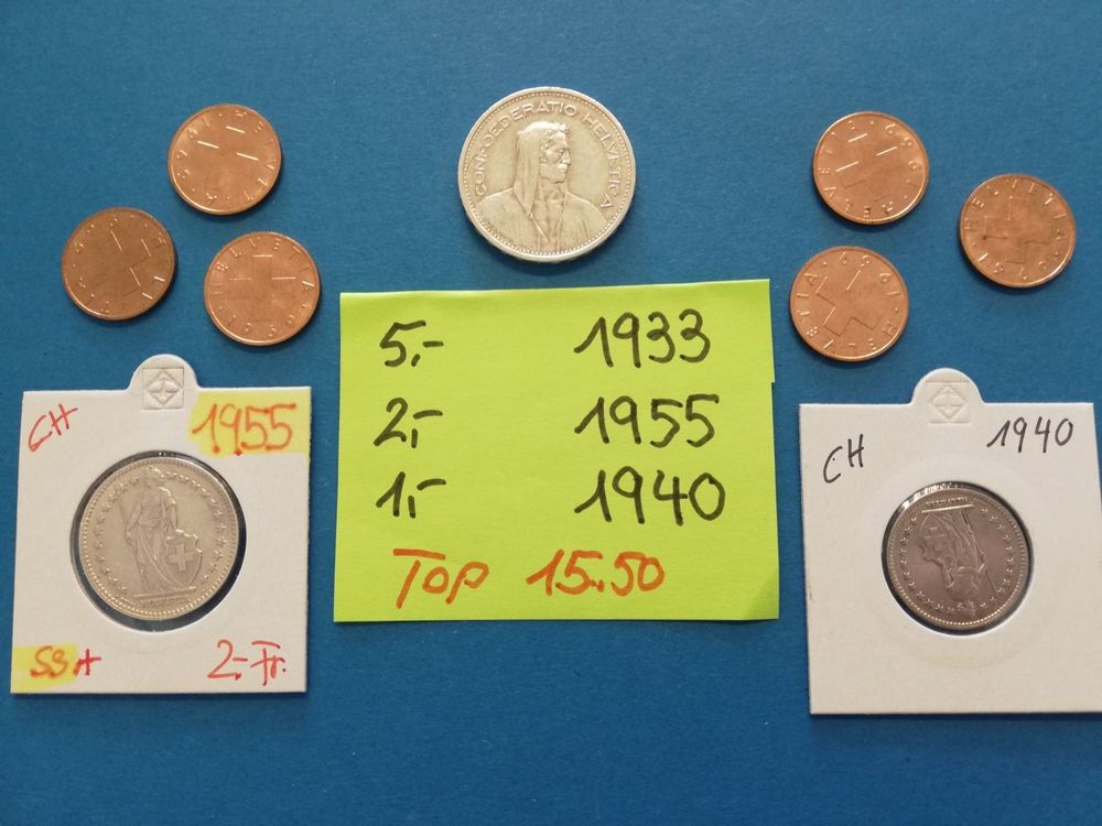 Schweizer Silbermünzen 5Fr/2Fr/1Fr/2Rp (Gebraucht) in Engi für CHF 19 – mit Lieferung auf ...