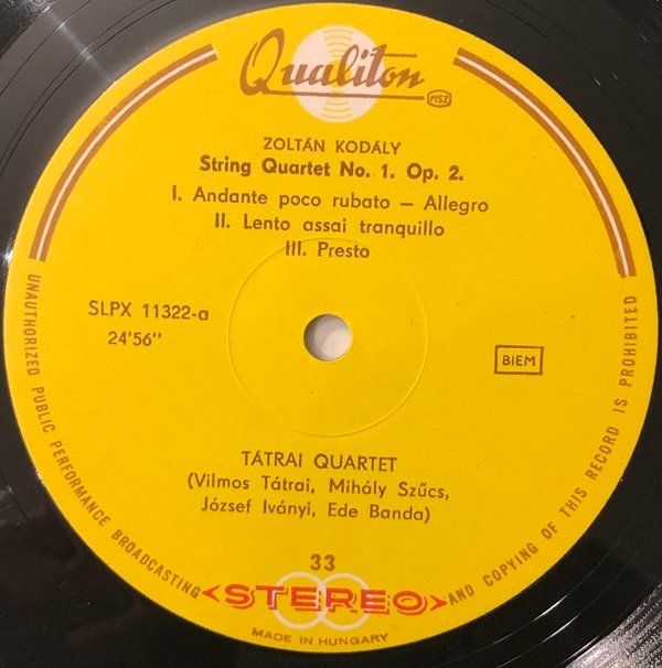 Zoltán Kodály – String Quartets Nr. 1 & Nr. 2 (LP, 1968) (Gebraucht) in ...