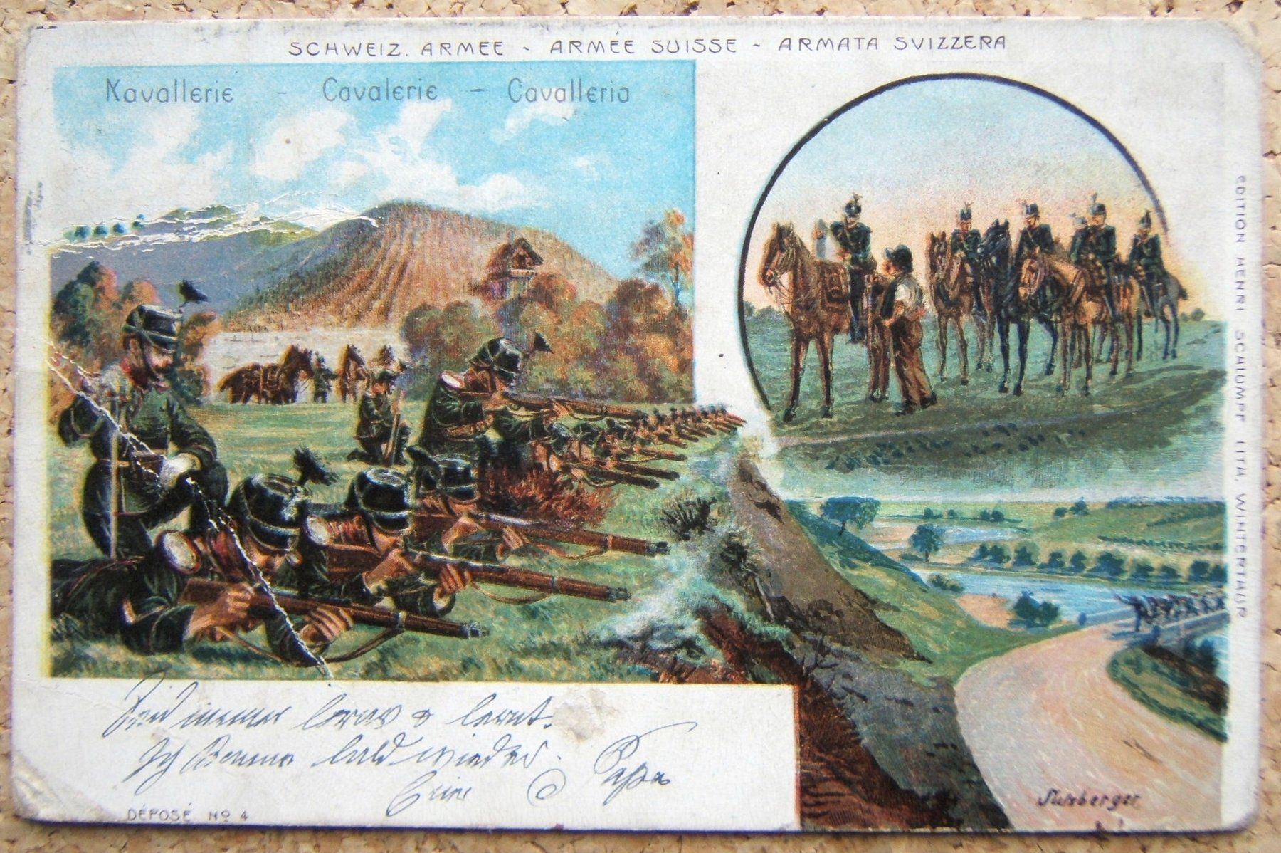 SCHLUMPF LITHO SCHWEIZER ARMEE - KAVALLERIE 1906 (Gebraucht) in Brunnen ...